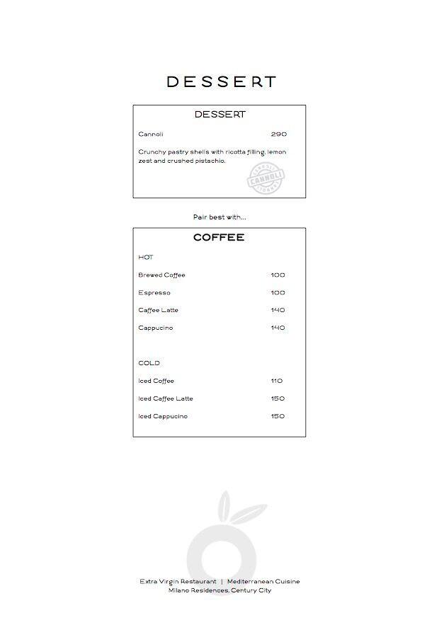 Menu at Extra Virgin Restaurant, Makati