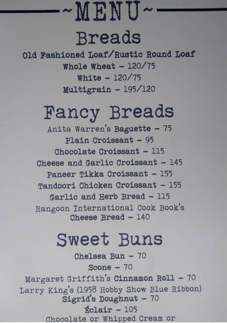 Menu of Landour Bakehouse, Landour, Mussoorie