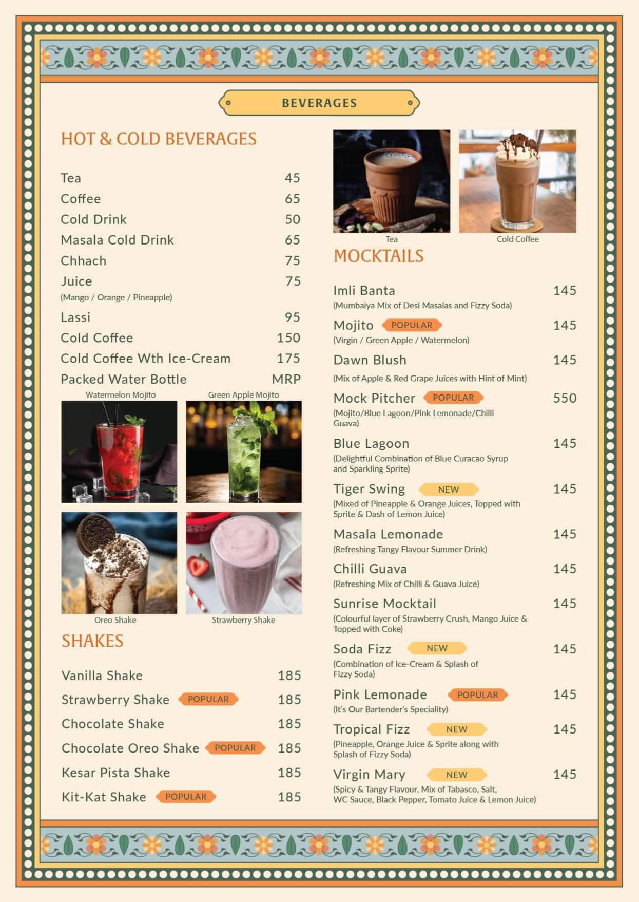 Menu of Sun Rise Restaurant, Nadesar, Varanasi