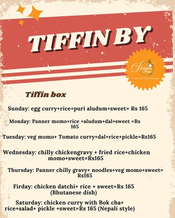 Menu of Tiffin By Dumpling Khang, Santacruz East, Mumbai