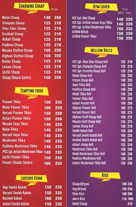 Menu of Punjabi Chaap Corner, Raj Nagar Extension, Ghaziabad