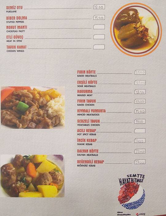 Menu at AKO Adapazari Islama Kofte, Istanbul, Yasa Cd. no:11