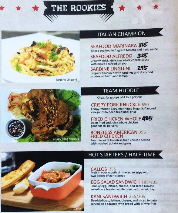 Carta de Stadium Kitchen and Bar, Taguig