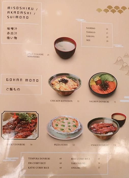 Menu at Sushi Tengoku restaurant, Jakarta, Jl. Radio Dalam Raya No.11 B