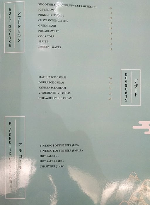 Menu at Sushi Tengoku restaurant, Jakarta, Jl. Radio Dalam Raya No.11 B