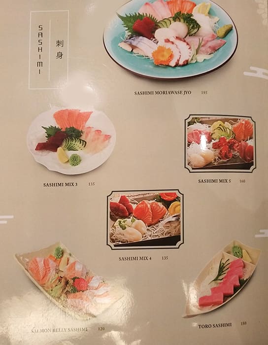 Menu at Sushi Tengoku restaurant, Jakarta, Jl. Radio Dalam Raya No.11 B