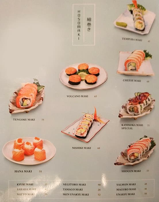 Menu at Sushi Tengoku restaurant, Jakarta, Jl. Radio Dalam Raya No.11 B