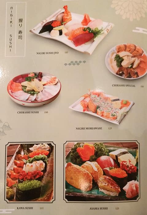 Menu at Sushi Tengoku restaurant, Jakarta, Jl. Radio Dalam Raya No.11 B