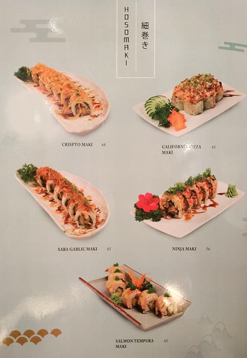 Menu at Sushi Tengoku restaurant, Jakarta, Jl. Radio Dalam Raya No.11 B
