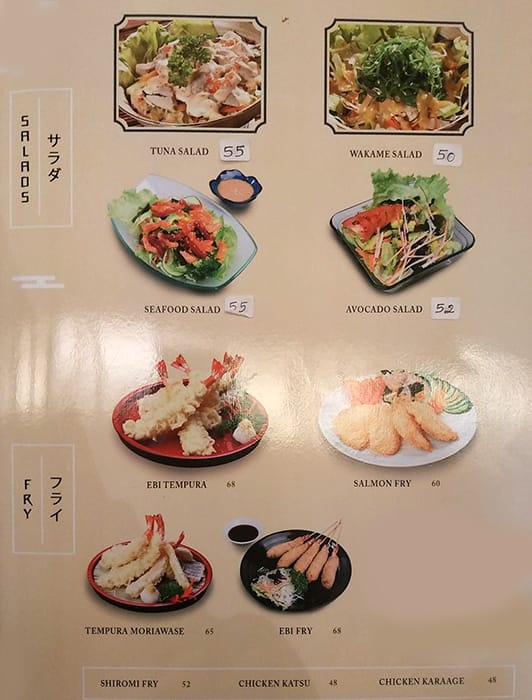 Menu at Sushi Tengoku restaurant, Jakarta, Jl. Radio Dalam Raya No.11 B