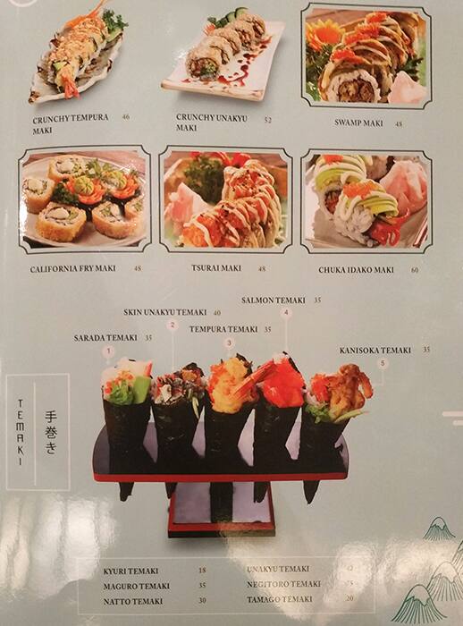 Menu at Sushi Tengoku restaurant, Jakarta, Jl. Radio Dalam Raya No.11 B