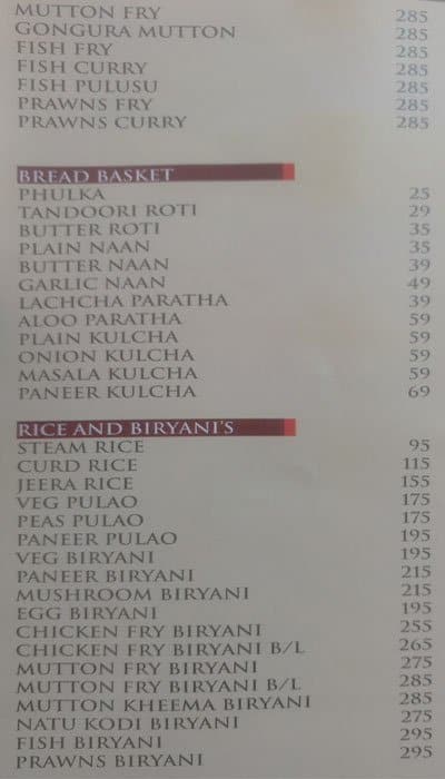Menu at The Clay Pot, Hyderabad, Road No.2
