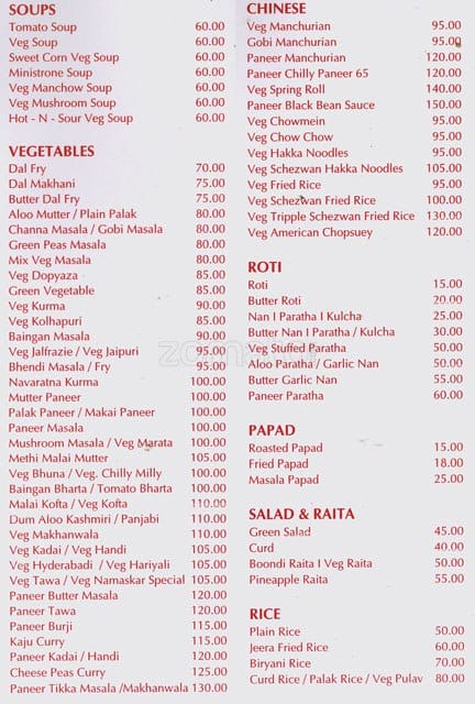 Menu at Namaskaar Bar & Kitchen, Pune