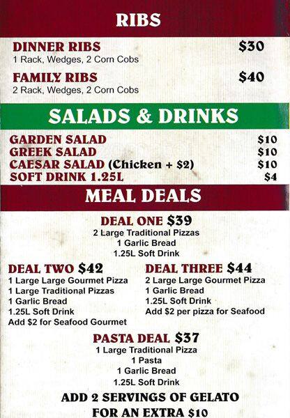 Menu at Balmoral Pizzeria, Waitara