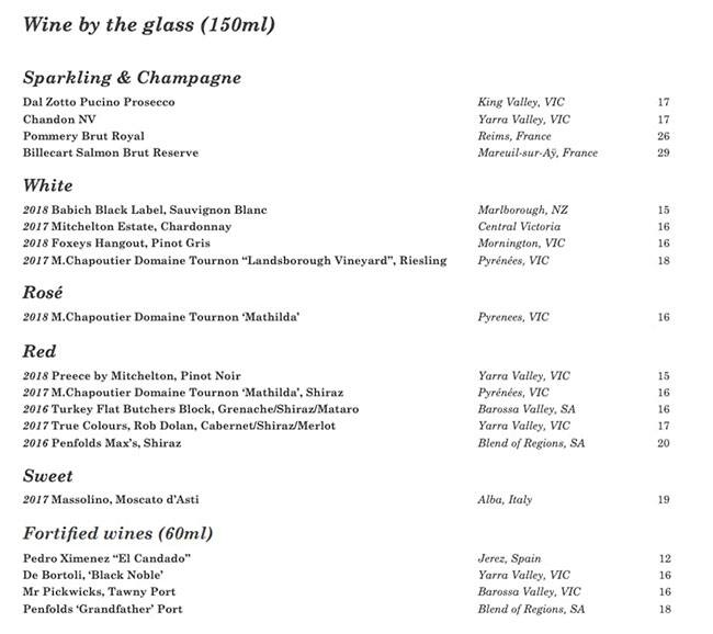 Menu at Collins Kitchen restaurant, Melbourne, 123 Collins St