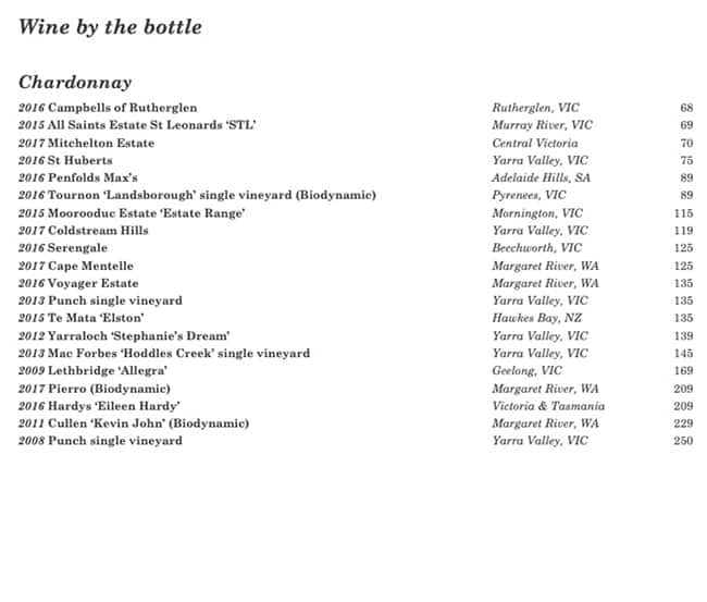 Menu at Collins Kitchen restaurant, Melbourne, 123 Collins St