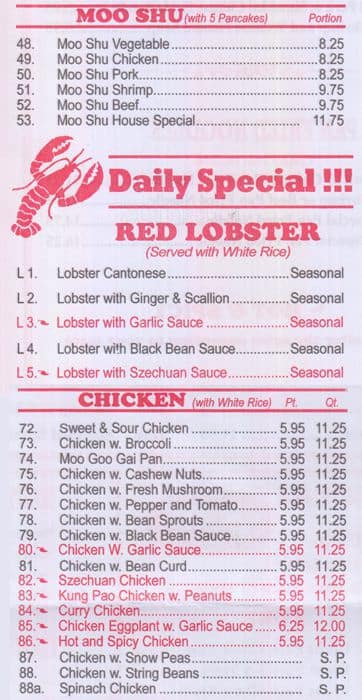 Menu at Dynasty Chinese Restaurant - Brooklyn, New York City, Flatbush Ave