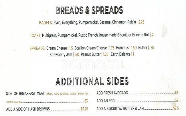 Menu at One Shot Coffee & Cafe, Philadelphia