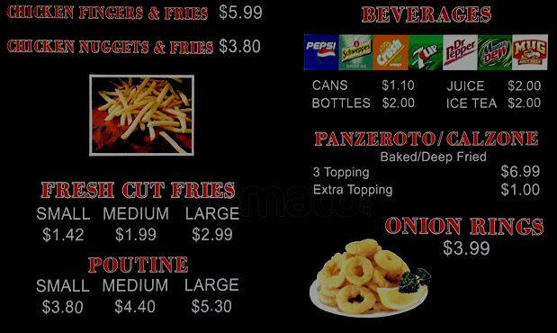 Menu at Mount Royal Pizza pizzeria, Burlington