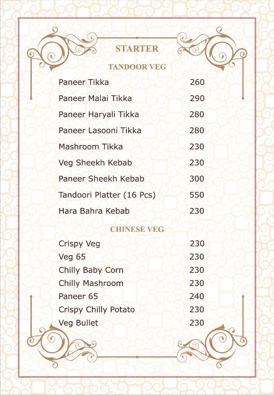 Menu at Delhi Darbar, Nagpur, Chinchbhavan Square Wardha Road