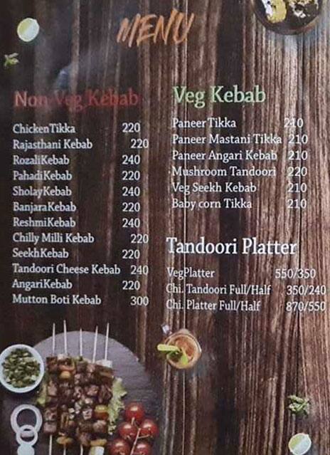Menu of Chingaari, Bandra East, Mumbai
