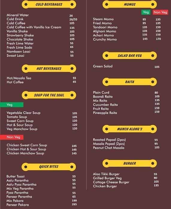 Menu of Swad Hi Swad, NIT, Faridabad