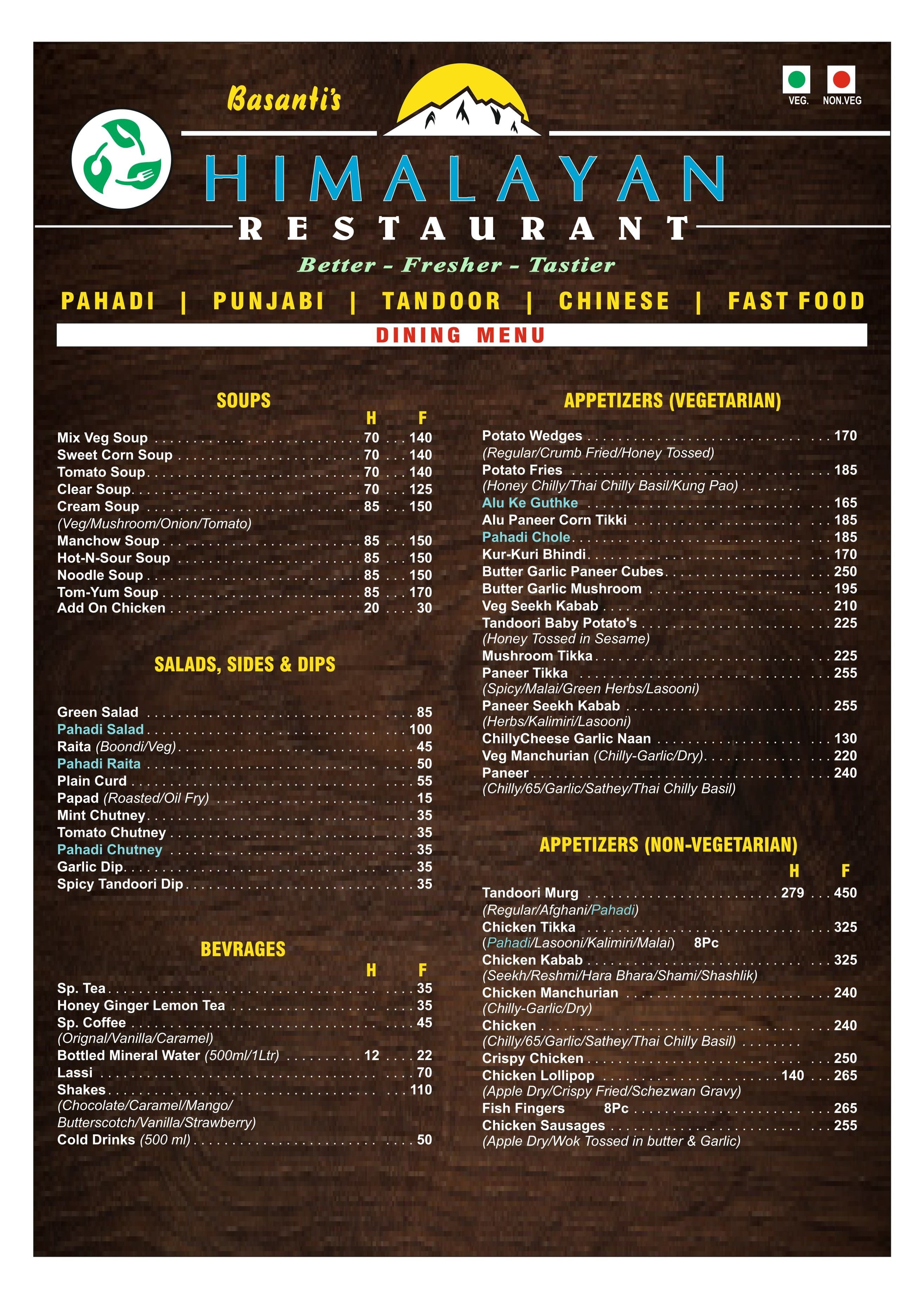 Menu at Basanti's Himalayan Restaurant, Navi Mumbai