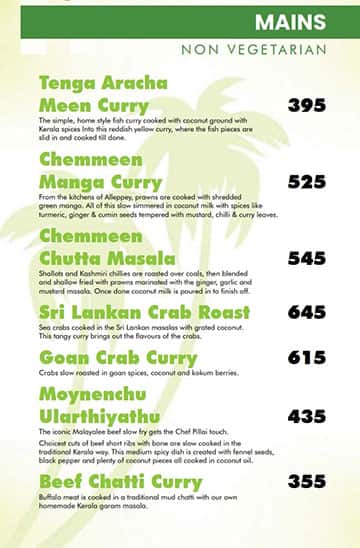Menu at United Coconut, Thrissur