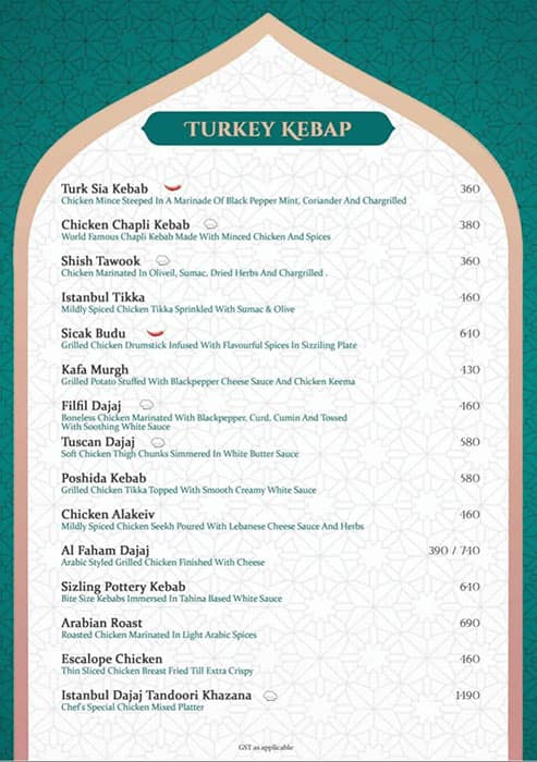 Menu of Istanbul Darbar, Kurla, Mumbai