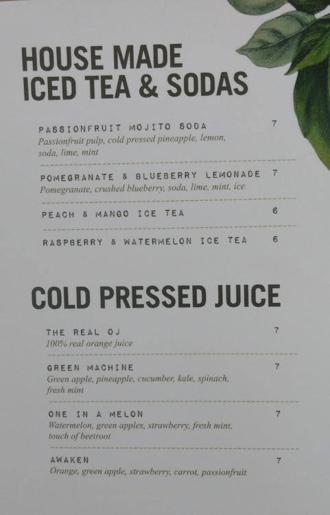 Menu at Vine & Grind cafe, Liverpool