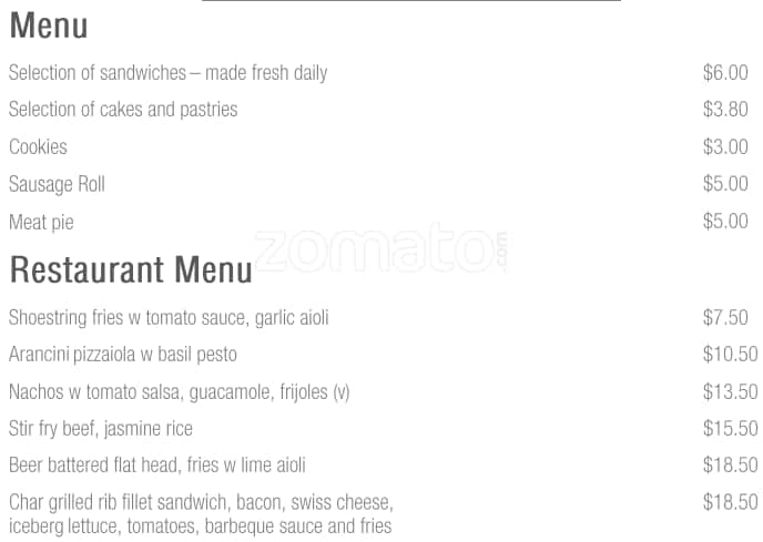 Menu at Merivales Cafe Bar & Restaurant, South Brisbane