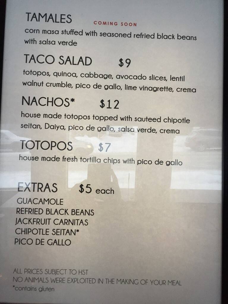 Menu at Tucos Taco Lounge restaurant, Sudbury