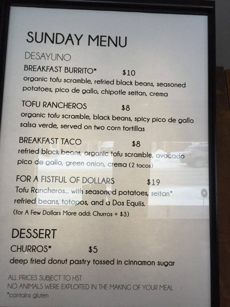 Menu at Tucos Taco Lounge restaurant, Sudbury