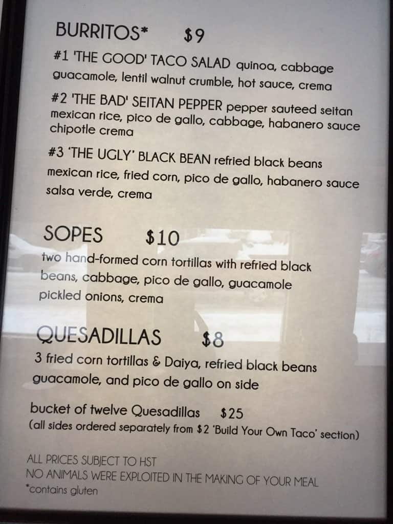 Menu at Tucos Taco Lounge restaurant, Sudbury