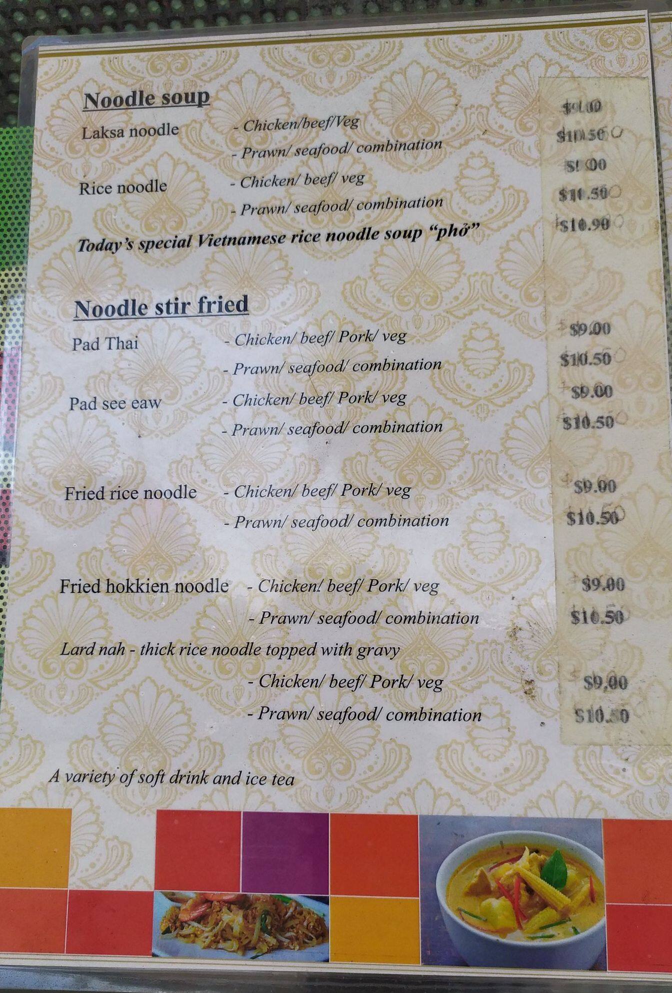 Menu at Thai Taste restaurant, Merrylands