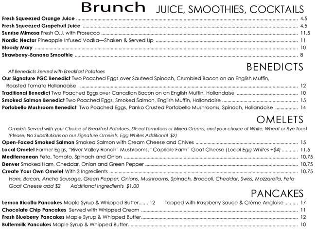 Menu at Prairie Grass Cafe, Northbrook