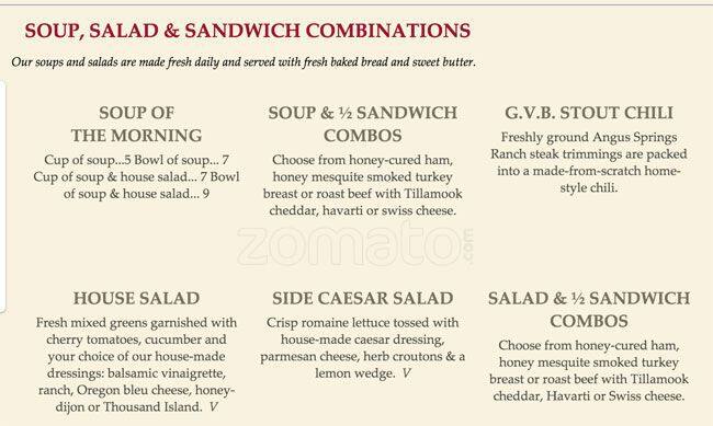 Menu at Golden Valley Brewery And Restaurant, Beaverton