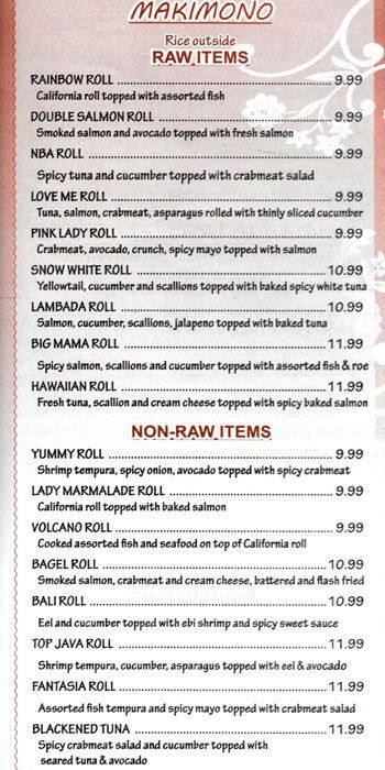 Menu at Miso Sushi & Grill restaurant, Concord, 280 Concord Pkwy S