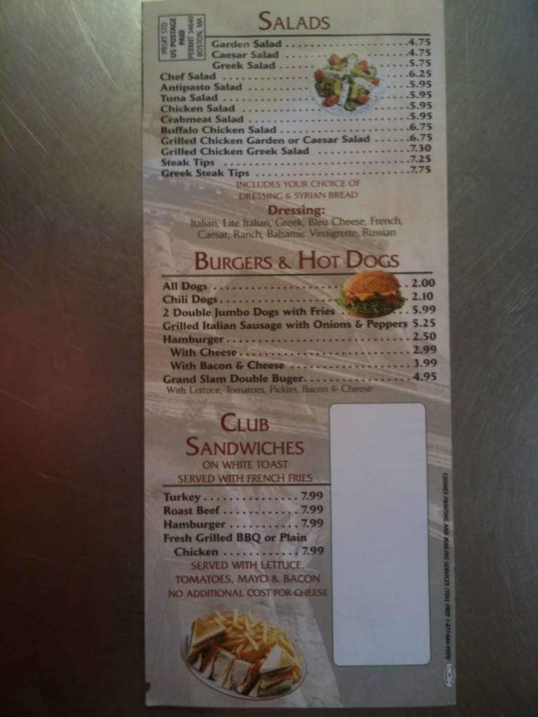 Menu at Grand Slam Pizza & Grill pizzeria, Pawtucket