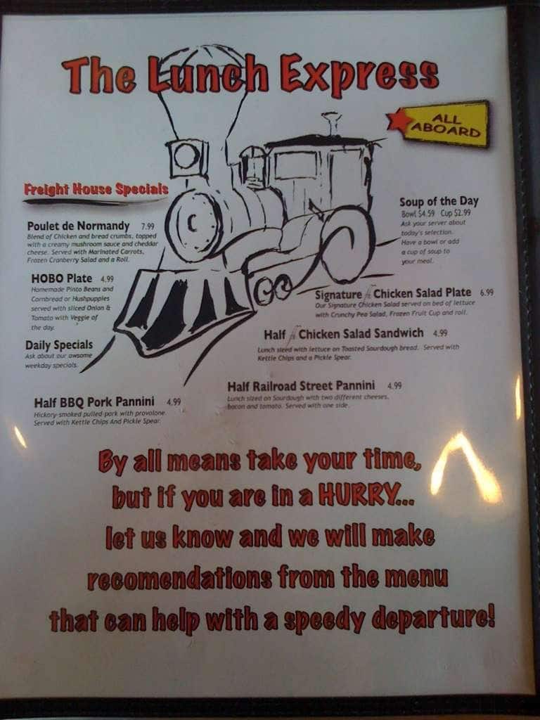 Menu at The Freight House Restaurant & Catering, Hartselle