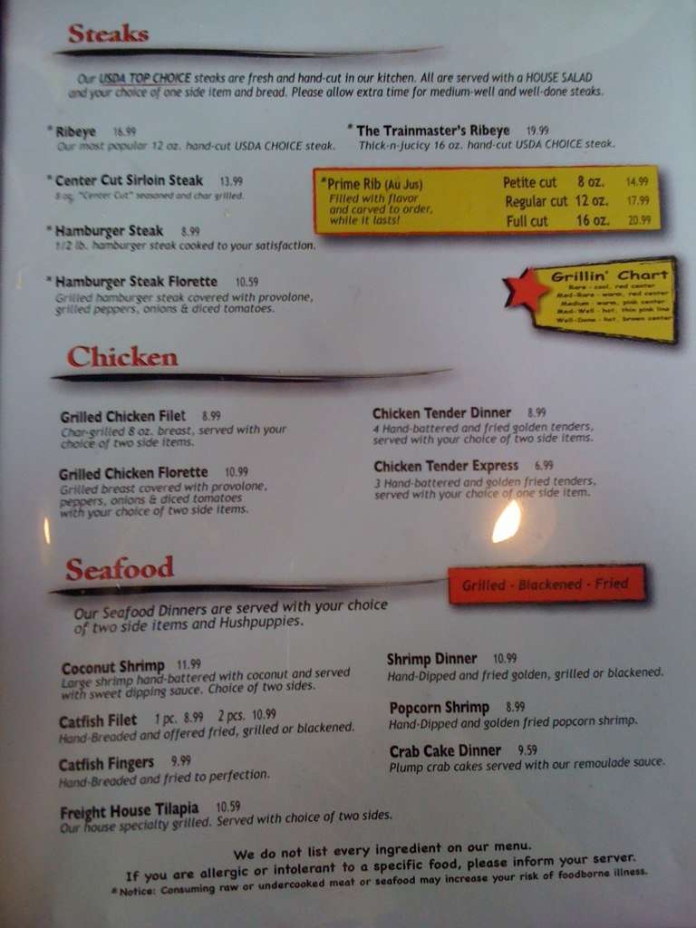 Menu at The Freight House Restaurant & Catering, Hartselle