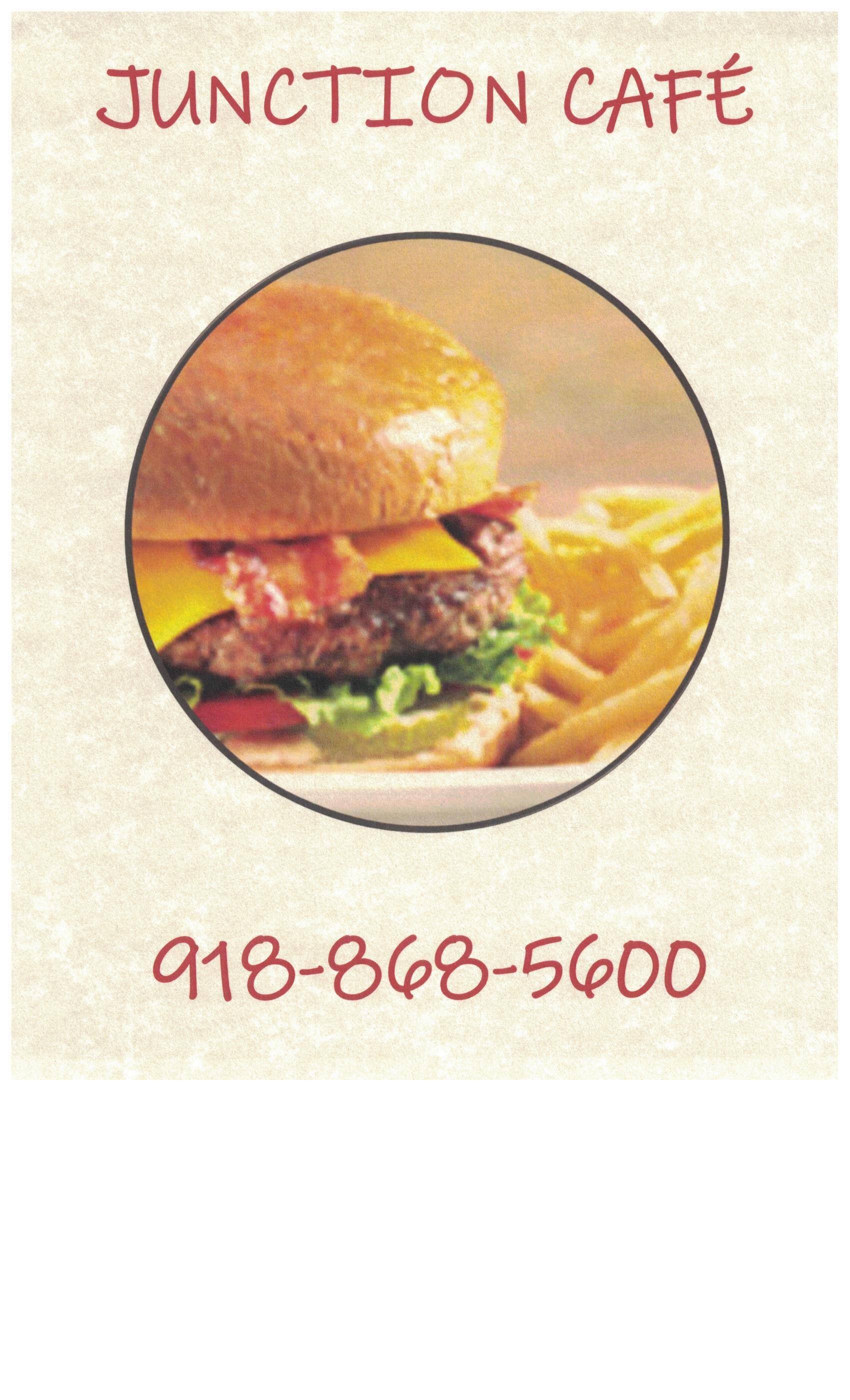 Menu at Junction Cafe, Kansas, Tulsa Ave