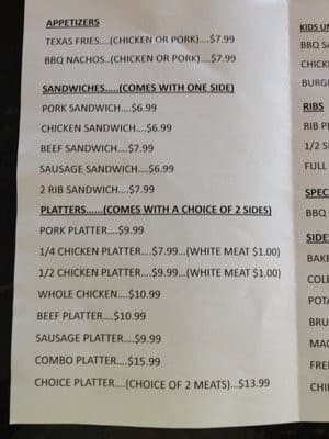Menu at Brother's BBQ, Pensacola