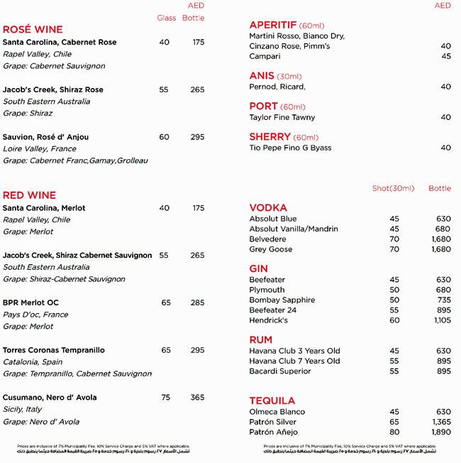 Menu at Saffron Restaurant, Dubai