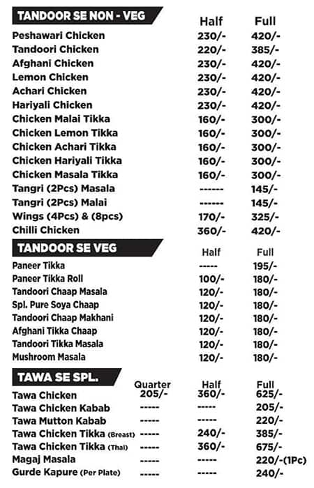 Menu of Punjabi Culture, Rajouri Garden, New Delhi
