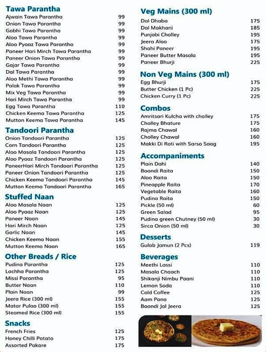 Menu of Parantha Punjabi Da, Sector 37, Faridabad