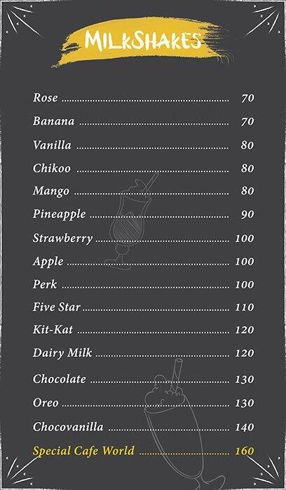 Cafe World Menu, Menu for Cafe World, Subhanpura, Vadodara - Zomato