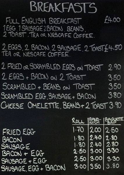 Menu at Mama Marias Coffee Shop cafe, London