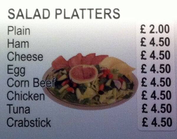 Menu at Take a Break cafe, Dagenham, 244 Oxlow Ln