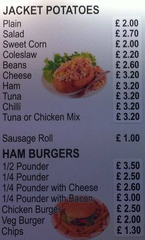 Menu at Take a Break cafe, Dagenham, 244 Oxlow Ln